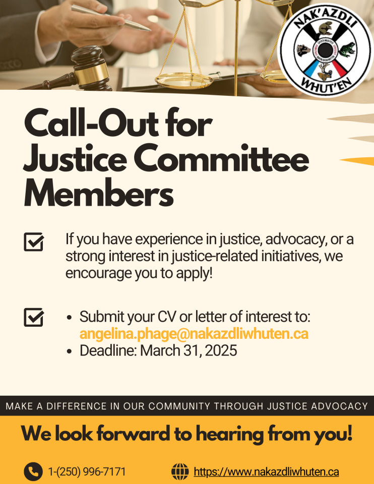 Call-Out for Justice Committee Members | Nak'azdli Whut'en